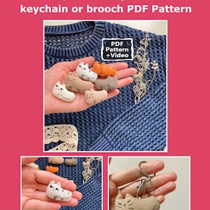 Cat Brooch Sewing Pattern PDF – Mini Fabric Memory Cat Keychain Toy ...