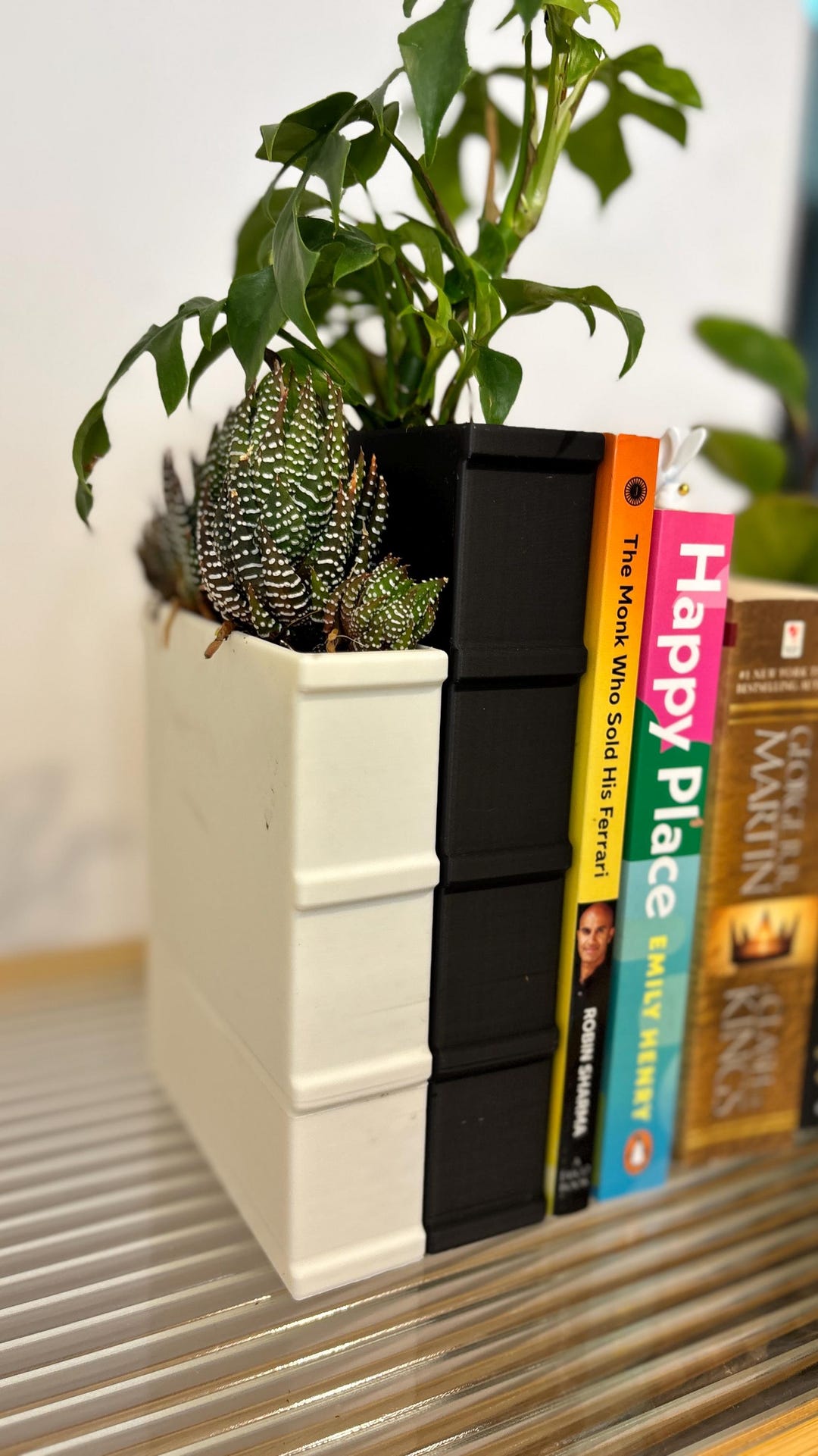 Book Shaped Bookend Planter | Unique Indoor Bookend Plant Pot | 3D ...