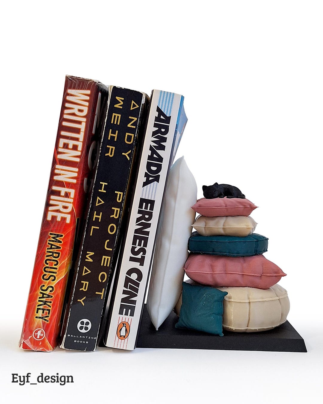 Cat & Pillow Stack Bookend: Whimsical Bookshelf Decor - Etsy