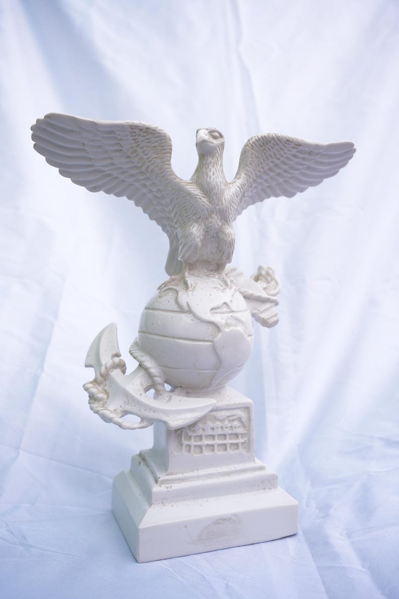 USMC Eagle Globe Anchor Sculpture, Hand-carved Marine Corps EGA Desk ...