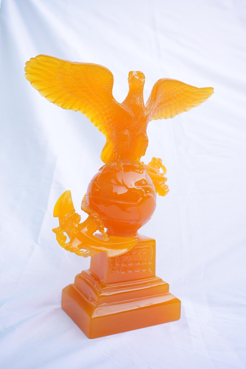 USMC Eagle Globe Anchor Sculpture, Hand-carved Marine Corps EGA Desk ...