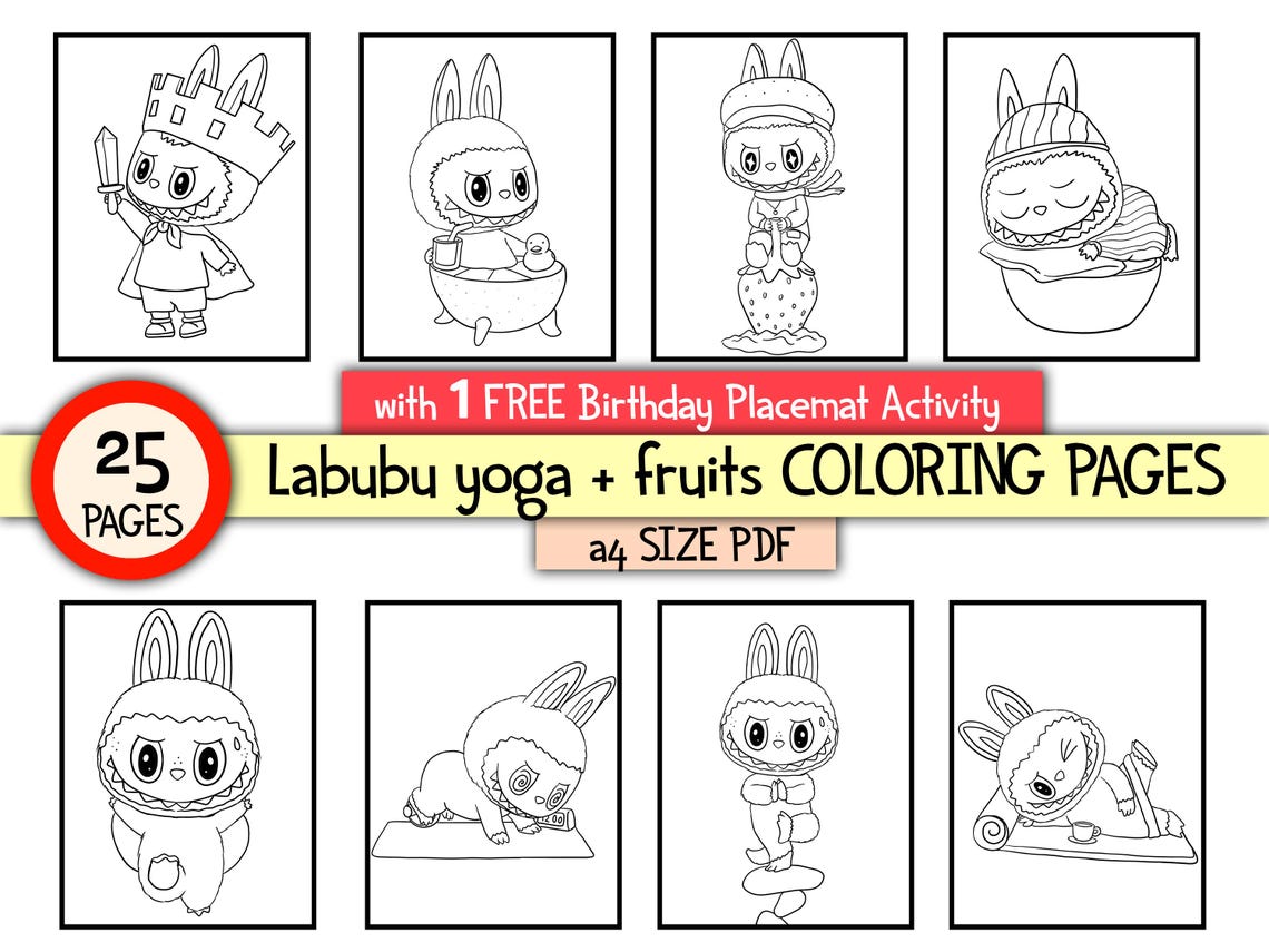 Labubu Fruit Coloring Book | Cute Monster | Coloring Pages | Kawaii ...