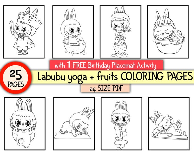 Labubu Fruit Coloring Book | Cute Monster | Coloring Pages | Kawaii ...