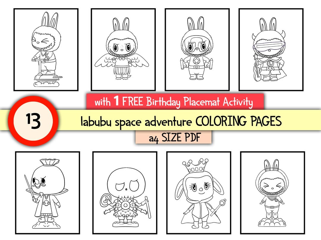 Labubu Space Adventure Coloring Book | Cute Coloring Book | Kawaii ...