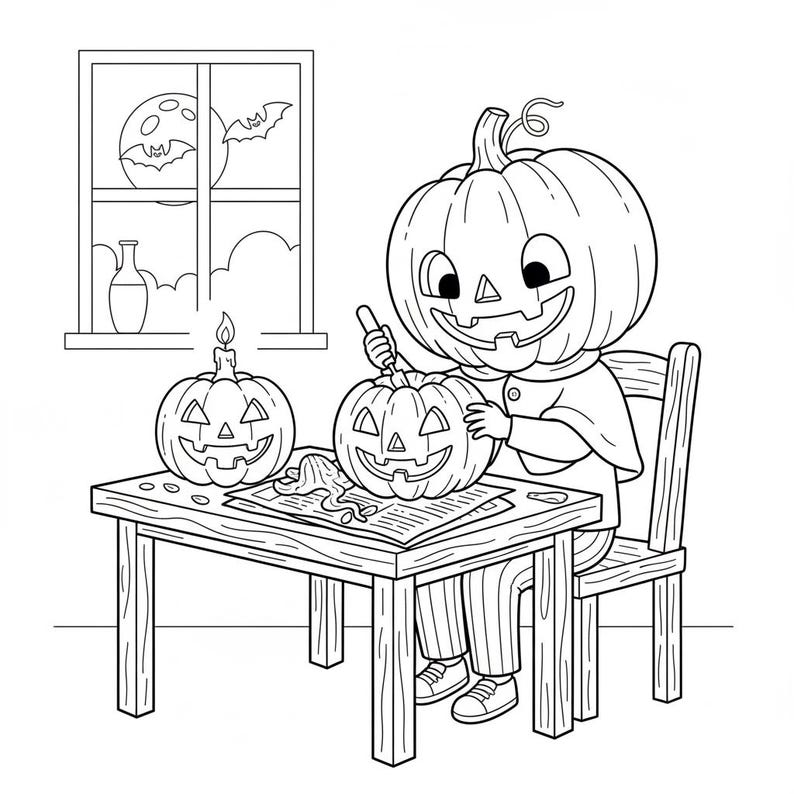 Happy Pumpkin Head Color Pages : Spooky-halloween Coloring Pages ...