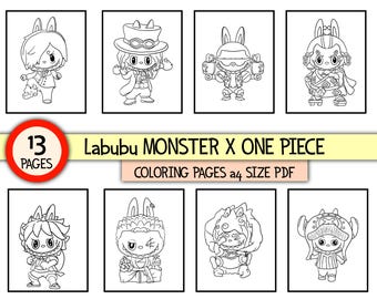 One Piece Labubu Coloring Book | Cute Coloring Book | Kawaii Coloring ...