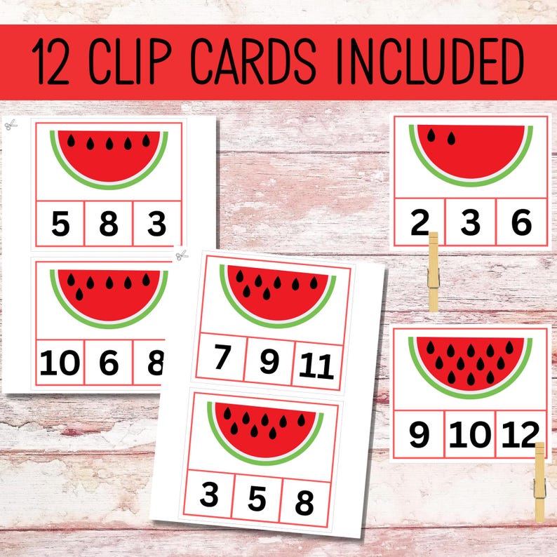 Watermelon Seed Counting Cards, Watermelon Counting, Watermelon Clip ...