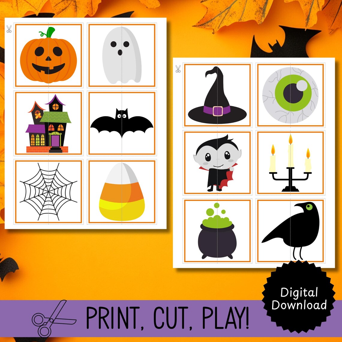 Halloween Matching Puzzle Game, Halloween Matching Game, Halloween ...