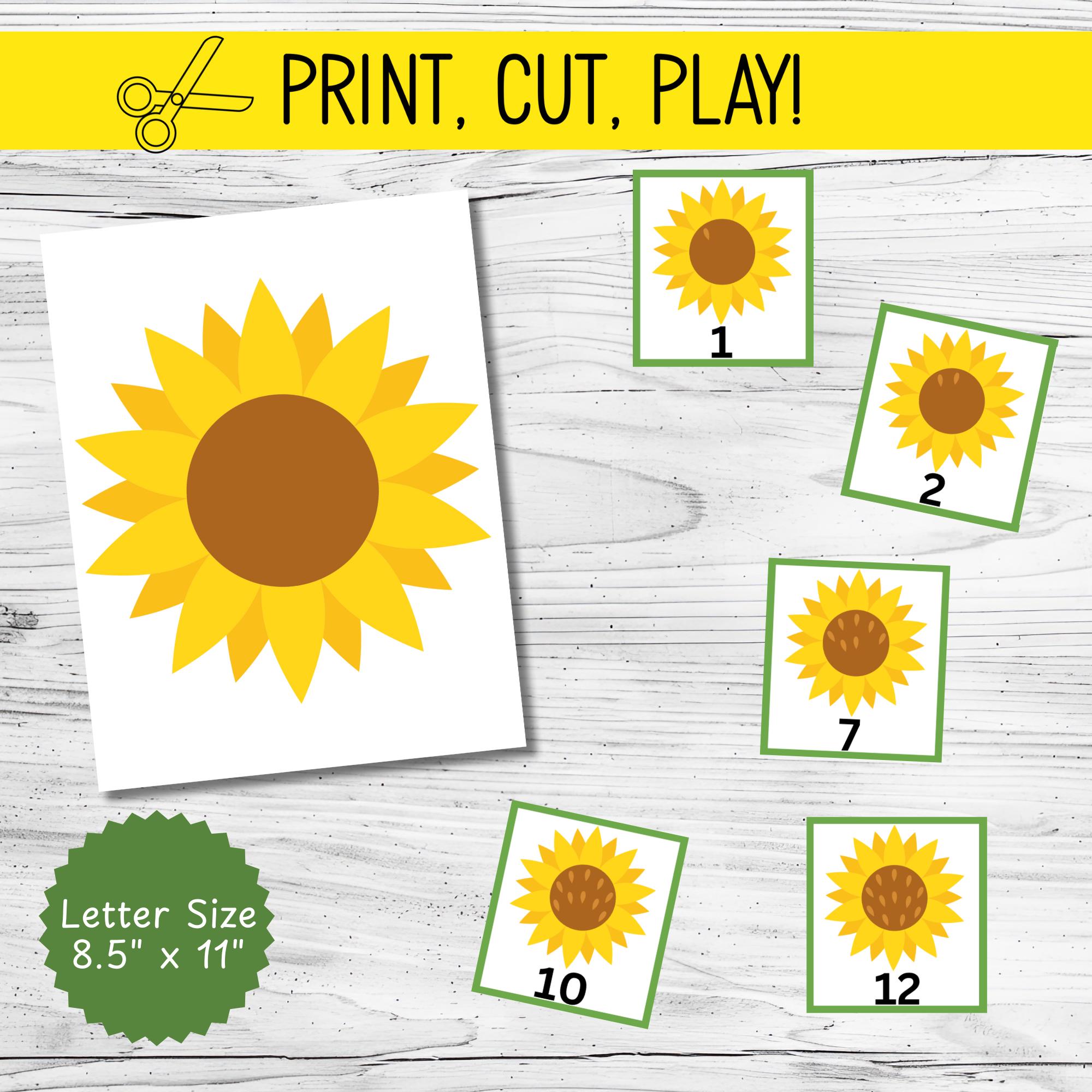 Sunflower Counting Cards, Sunflower Counting, Sunflower Clip Cards ...