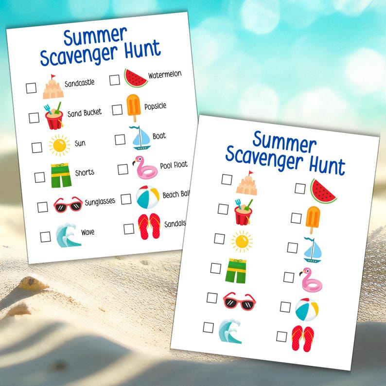 Summer Scavenger Hunt, Summer Treasure Hunt, Printable Scavenger Hunt ...