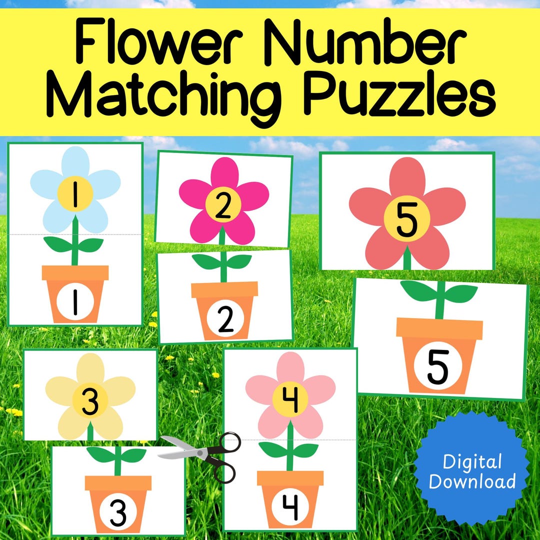 Flower Number Matching Puzzles, Spring Number Matching, Counting ...