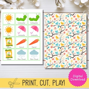 Spring Memory Game, Spring Matching Game, Memory Games for Kids, Spring ...