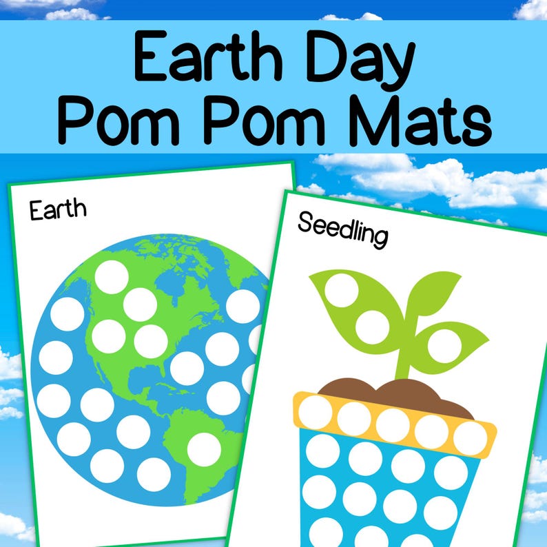Earth Day Pom Pom Mats, Earth Day Printables, Pom Pom Mat Printable ...