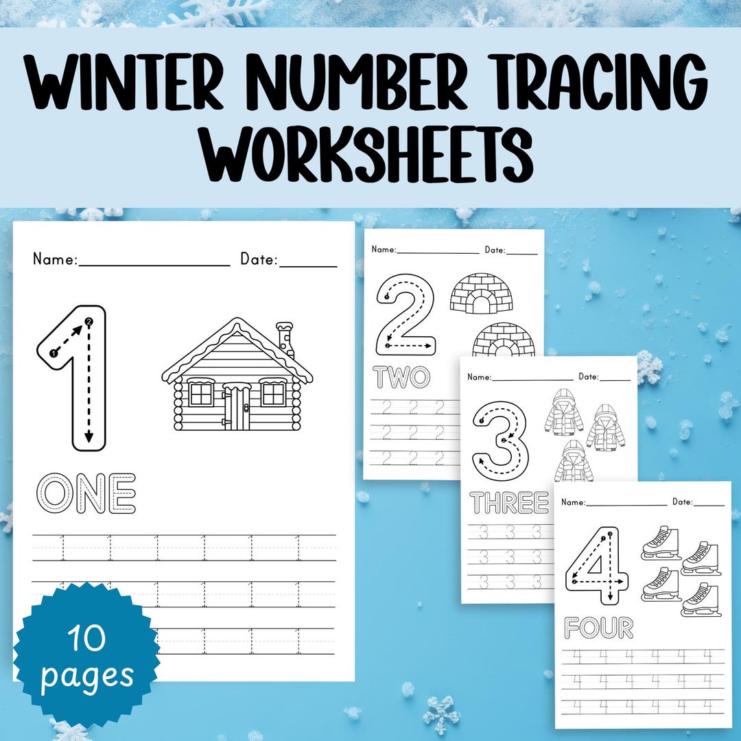 Winter Number Tracing Worksheets, Number Tracing Worksheets, Traceable ...