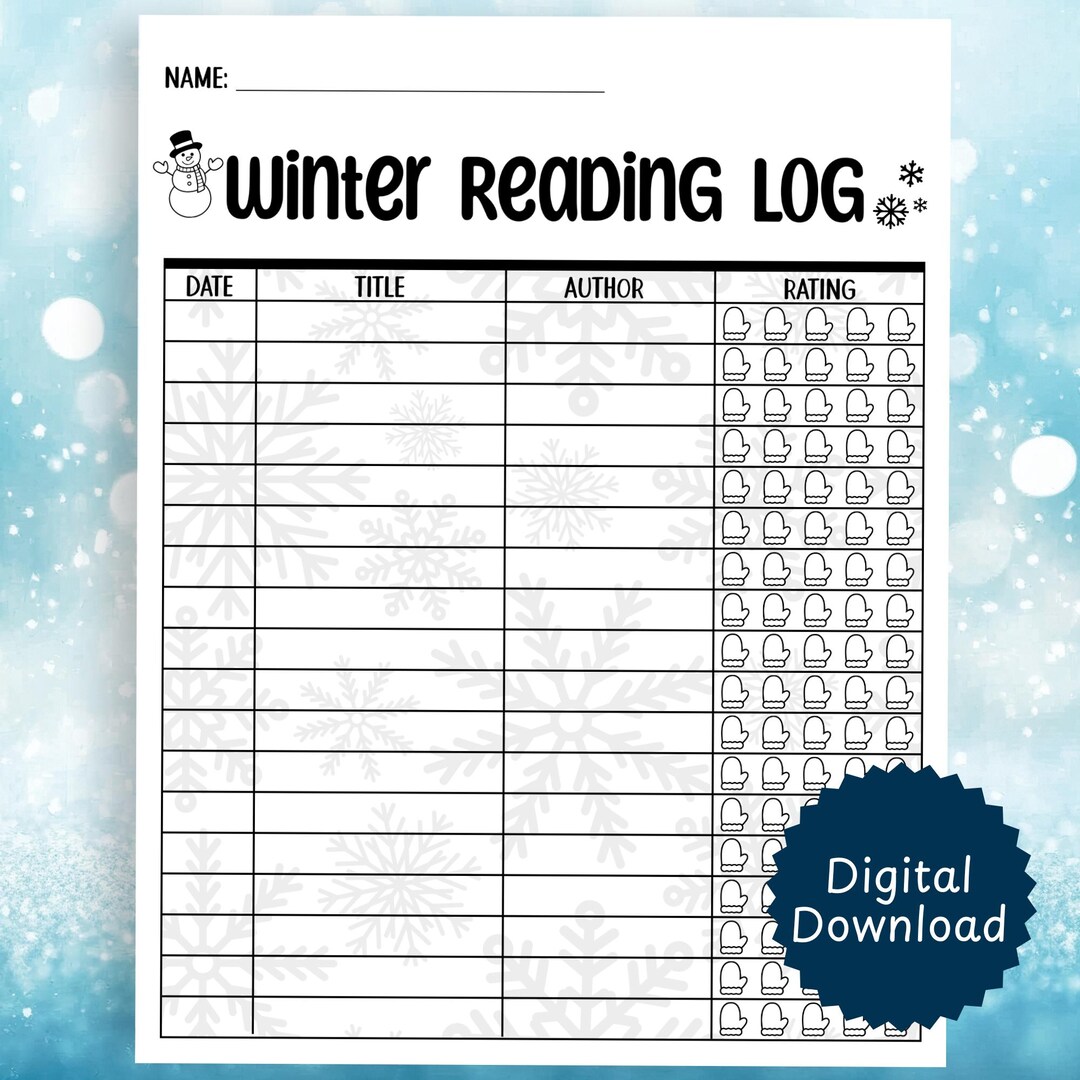 Winter Reading Logs, Book Tracker, Kids, Classroom, Library, Homeschool ...