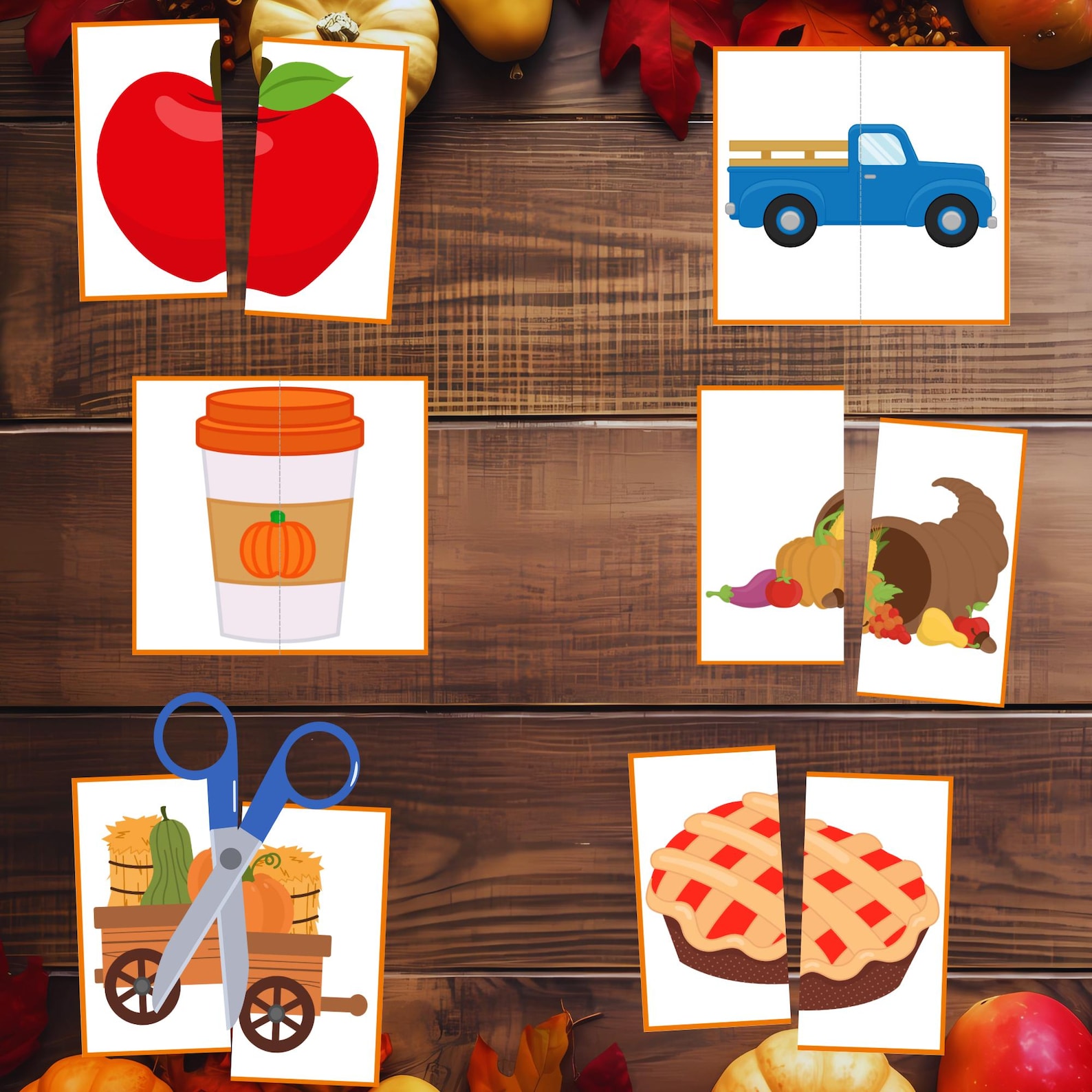Fall Matching Puzzle Game, Fall Matching Game, Puzzle Games for Kids ...