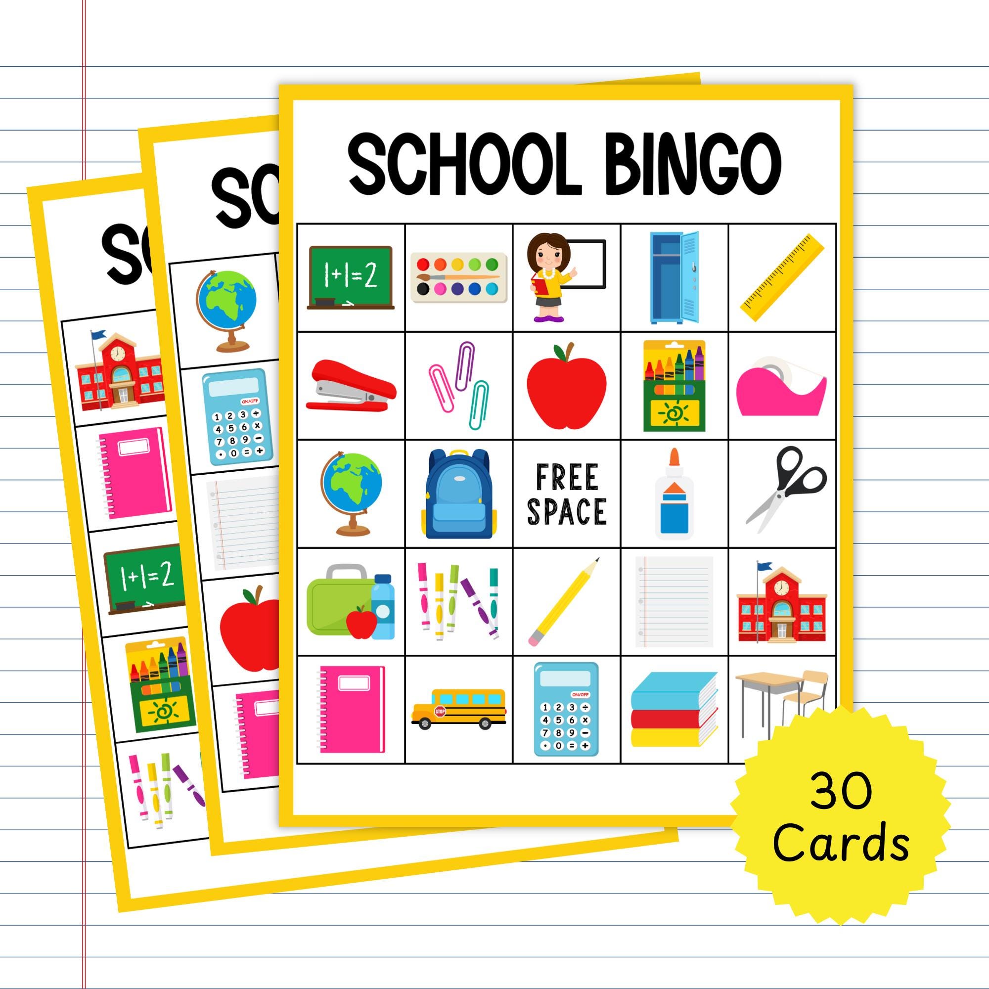 School Bingo, Back to School Bingo, Printable Bingo, Back to School ...
