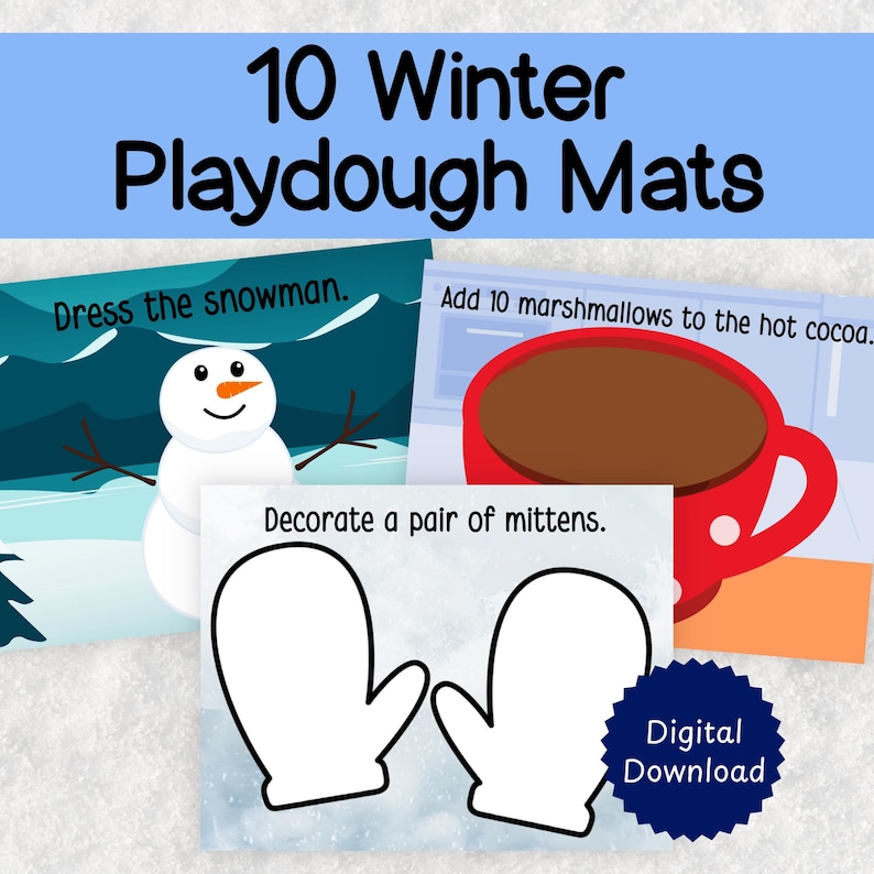Winter Playdough Mats, Playdough Mats, Winter Printables, Snowman, Snow ...