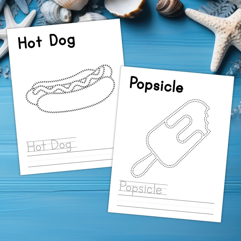 Summer Trace and Color Worksheets, Summer Coloring Printable, Preschool ...