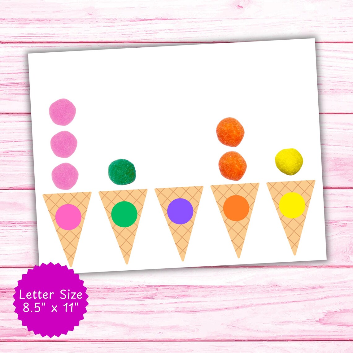 Ice Cream Color Matching and Counting Mats, Ice Cream Sensory Bags ...