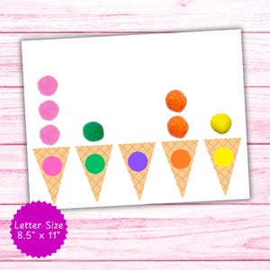 Ice Cream Color Matching and Counting Mats, Ice Cream Sensory Bags ...