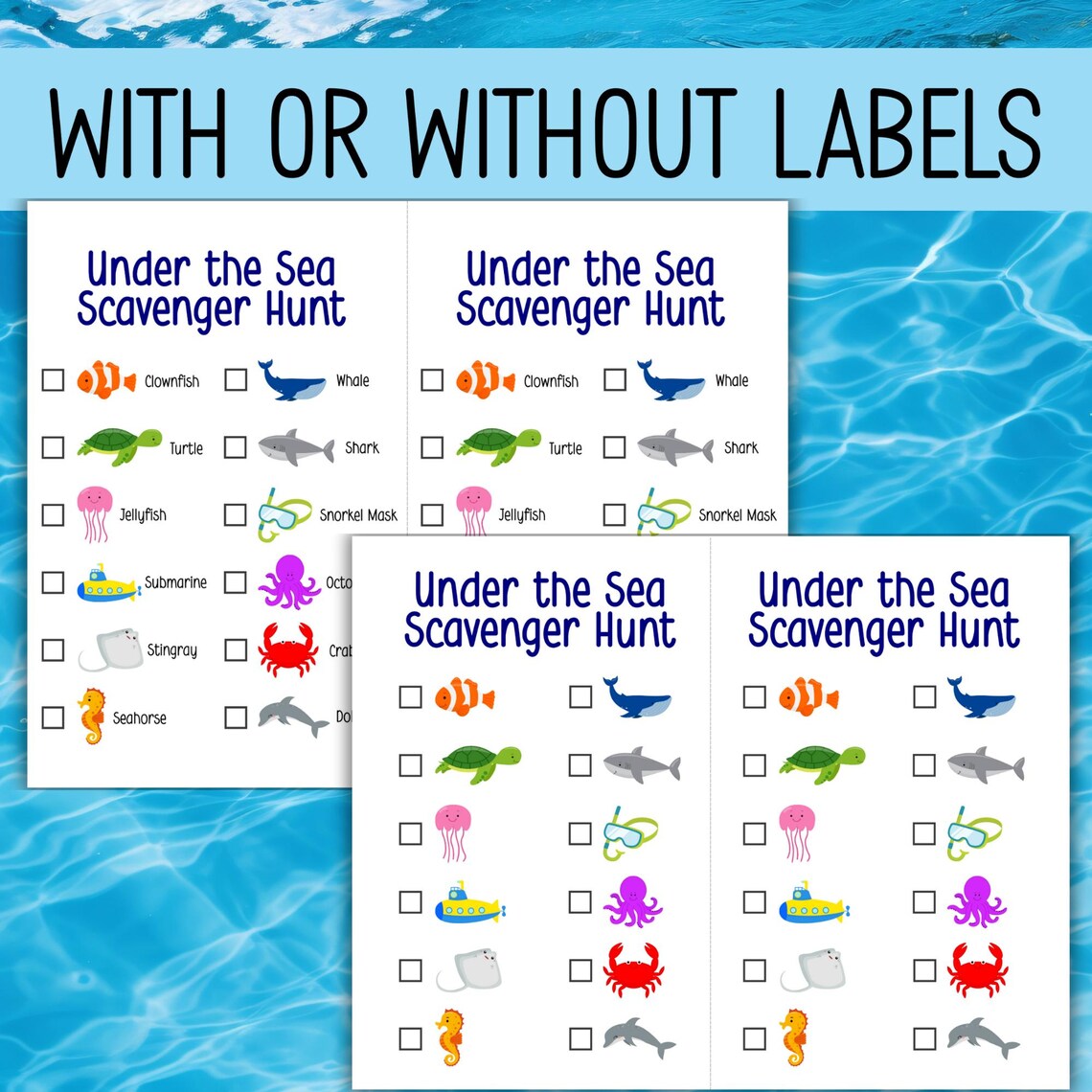 Under the Sea Scavenger Hunt, Ocean Treasure Hunt, Printable Scavenger ...