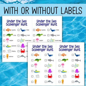 Under the Sea Scavenger Hunt, Ocean Treasure Hunt, Printable Scavenger ...