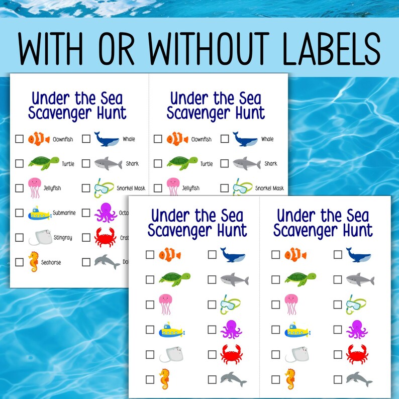 Under the Sea Scavenger Hunt, Ocean Treasure Hunt, Printable Scavenger ...