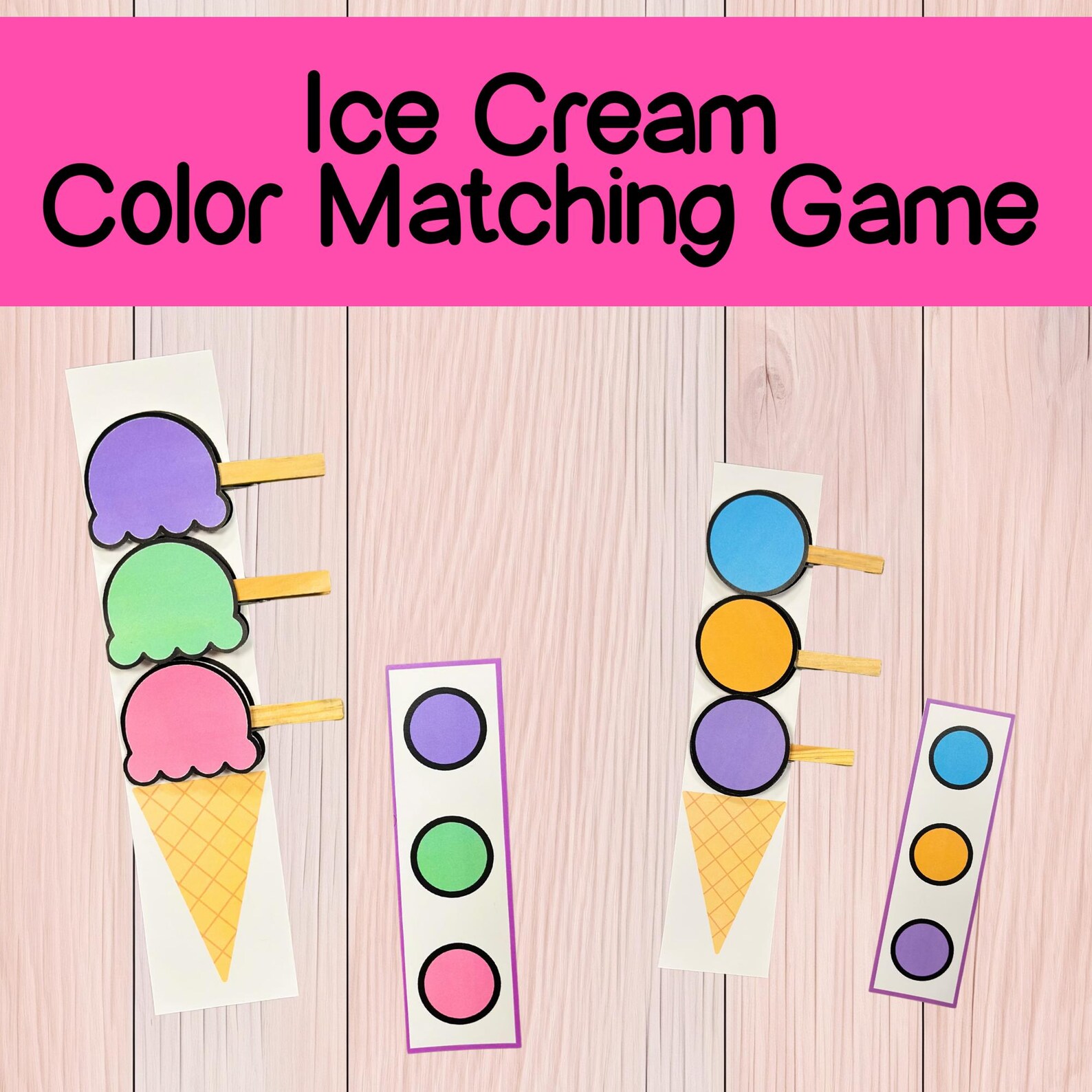 Ice Cream Color Matching Game, Color Matching Printables, Clip Cards ...