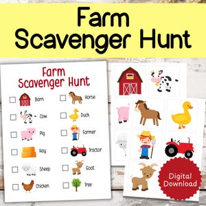 Farm Scavenger Hunt, Farm Animals Scavenger Hunt, Farm Games for Kids ...
