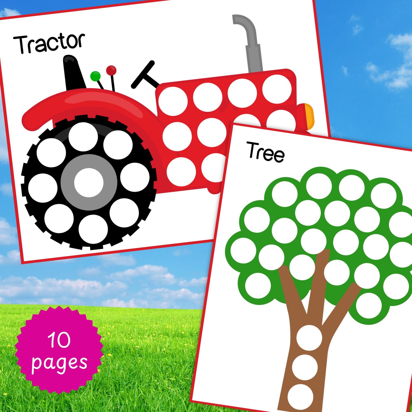 Farm Pom Pom Mats, Pom Pom Mat Printable, Farm Printables, Farm ...