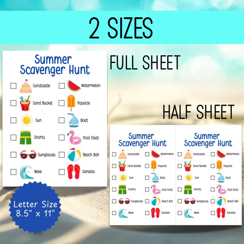 Summer Scavenger Hunt, Summer Treasure Hunt, Printable Scavenger Hunt ...