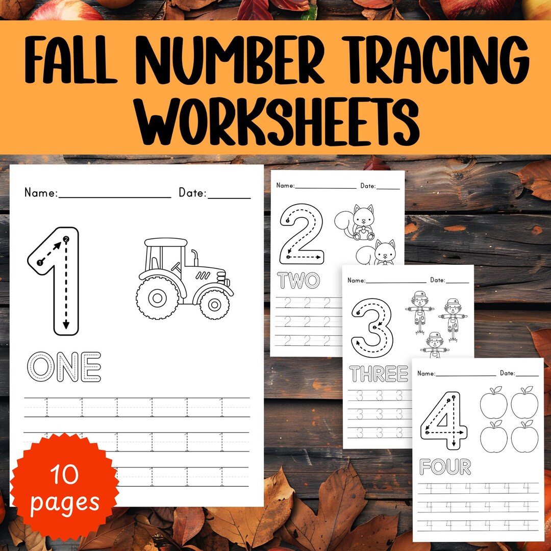 Fall Number Tracing Worksheets, Autumn Number Tracing Worksheets ...