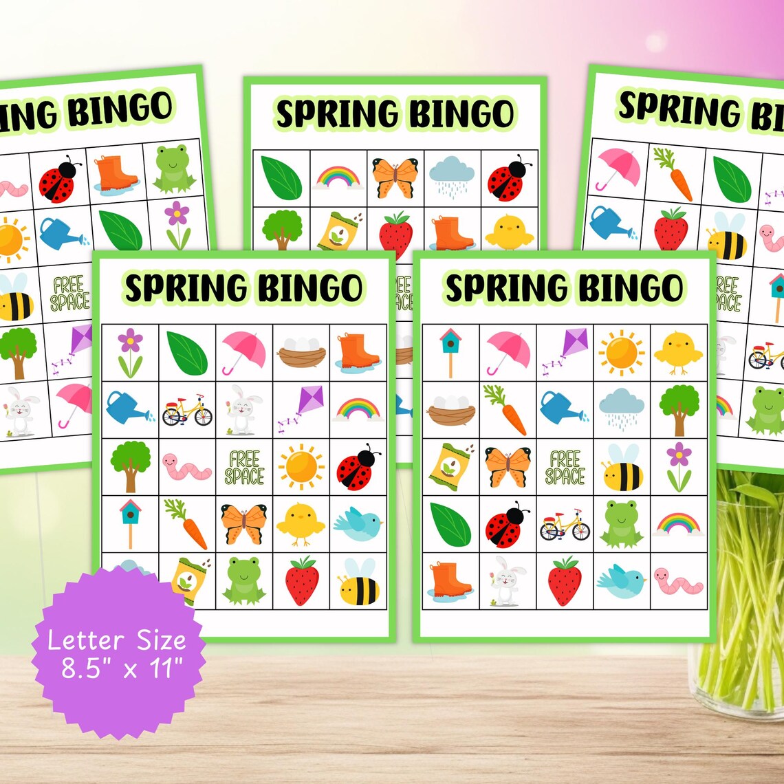 Spring Bingo, Springtime Bingo, 30 Spring Bingo Cards, Printable Games ...