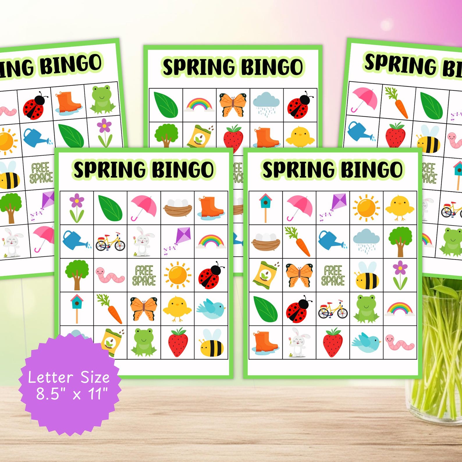 Spring Bingo, Springtime Bingo, 30 Spring Bingo Cards, Printable Games ...