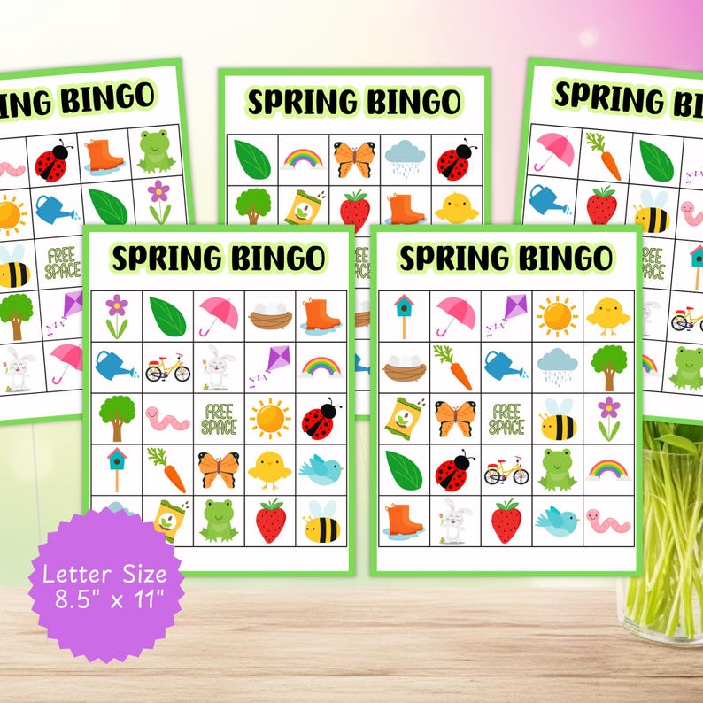 Spring Bingo, Springtime Bingo, 30 Spring Bingo Cards, Printable Games ...