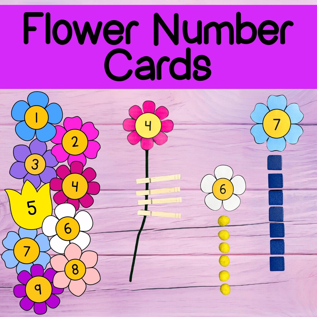 Flower Number Cards, Numbers 1-30, Counting Cards, Preschool ...