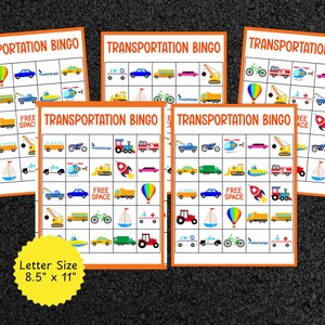 Transportation Bingo, Vehicle Bingo, Printable Bingo, Printable Games ...