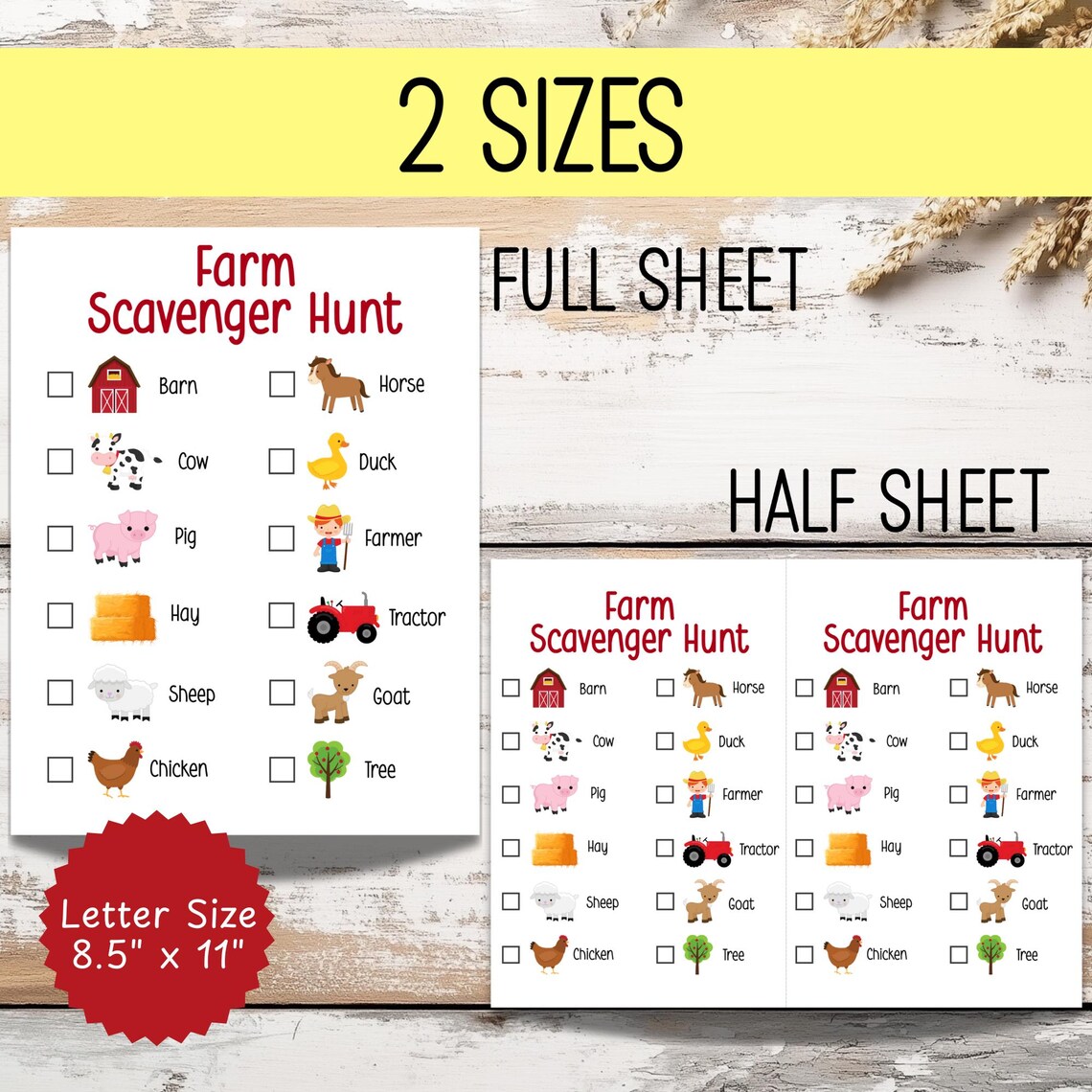 Farm Scavenger Hunt, Farm Animals Scavenger Hunt, Farm Games for Kids ...