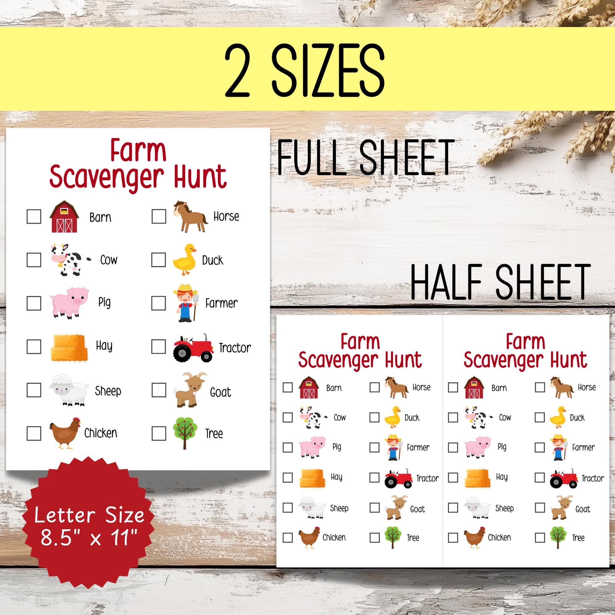 Farm Scavenger Hunt, Farm Animals Scavenger Hunt, Farm Games for Kids ...