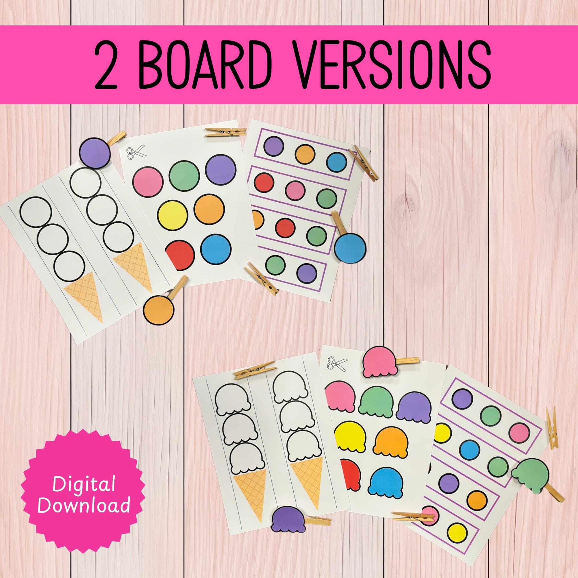 Ice Cream Color Matching Game, Color Matching Printables, Clip Cards ...
