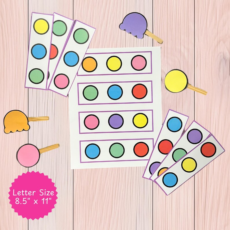 Ice Cream Color Matching Game, Color Matching Printables, Clip Cards ...