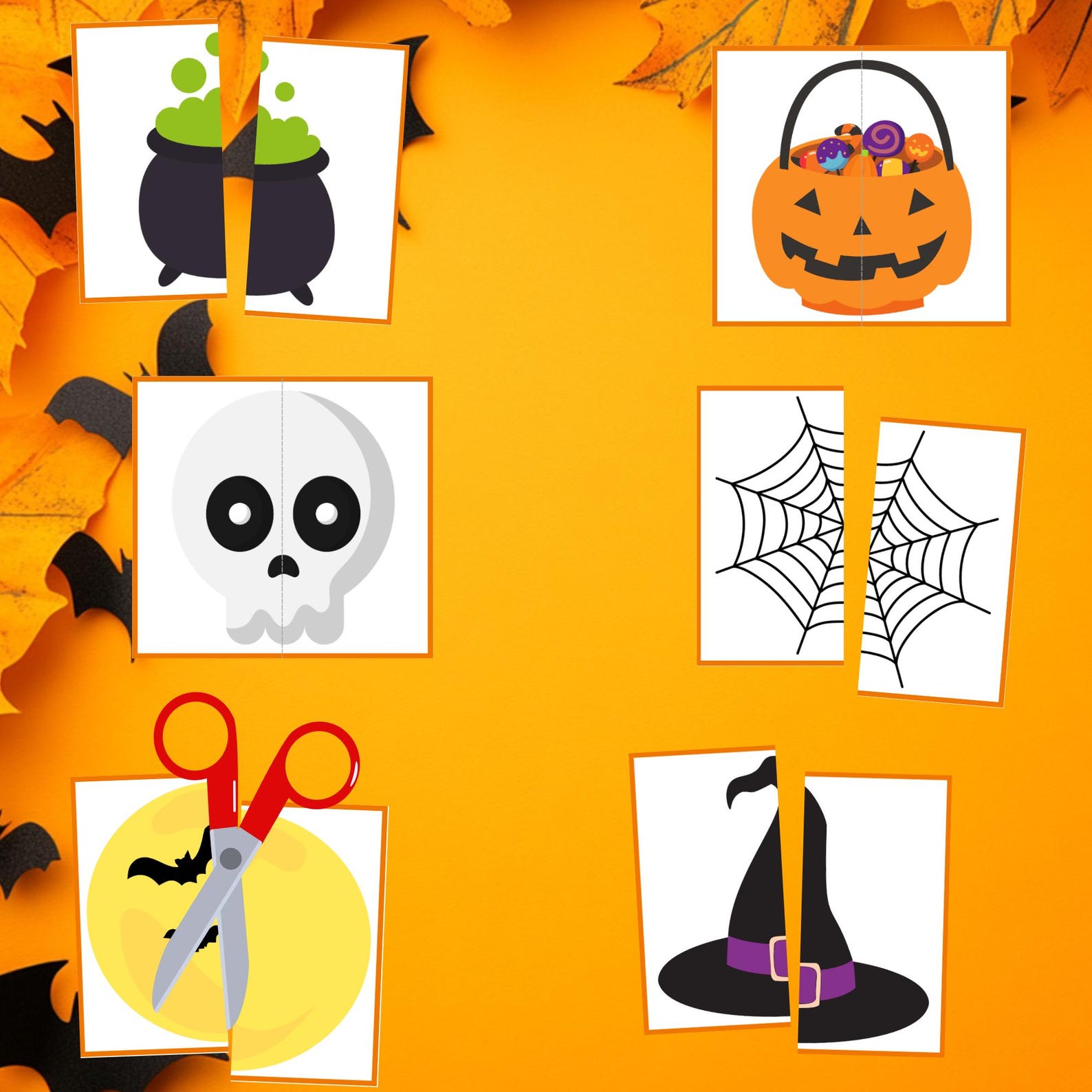 Halloween Matching Puzzle Game, Halloween Matching Game, Halloween ...