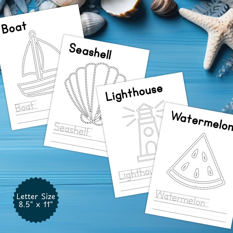 Summer Trace and Color Worksheets, Summer Coloring Printable, Preschool ...