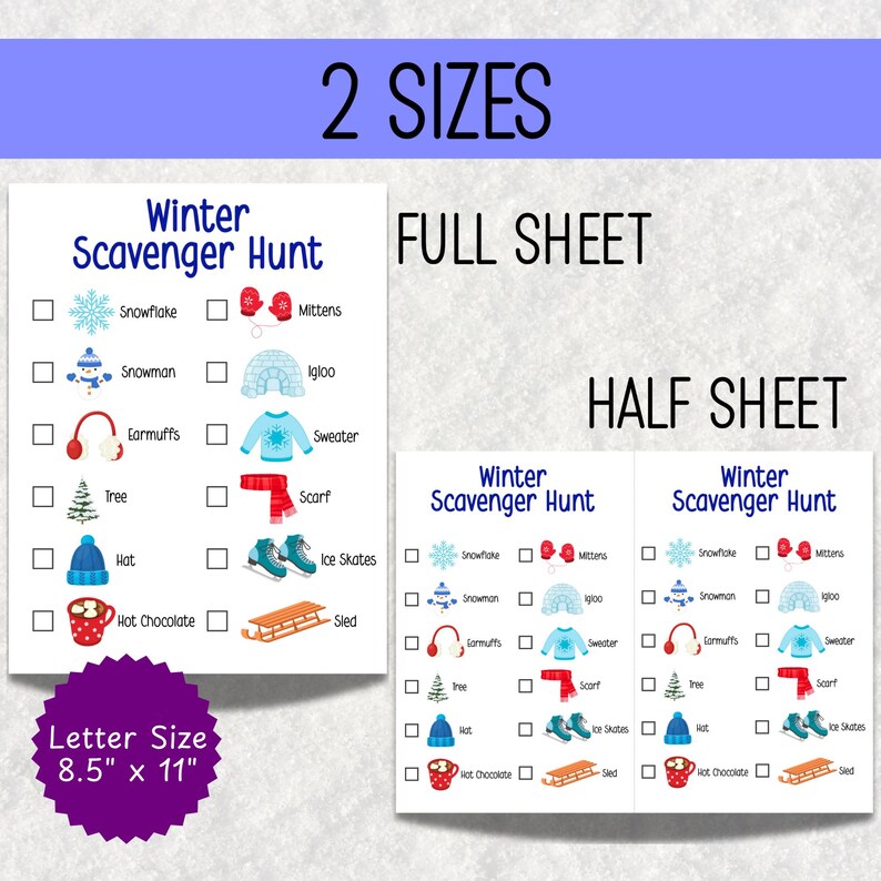 Winter Scavenger Hunt, Winter Treasure Hunt, Printable Scavenger Hunt ...