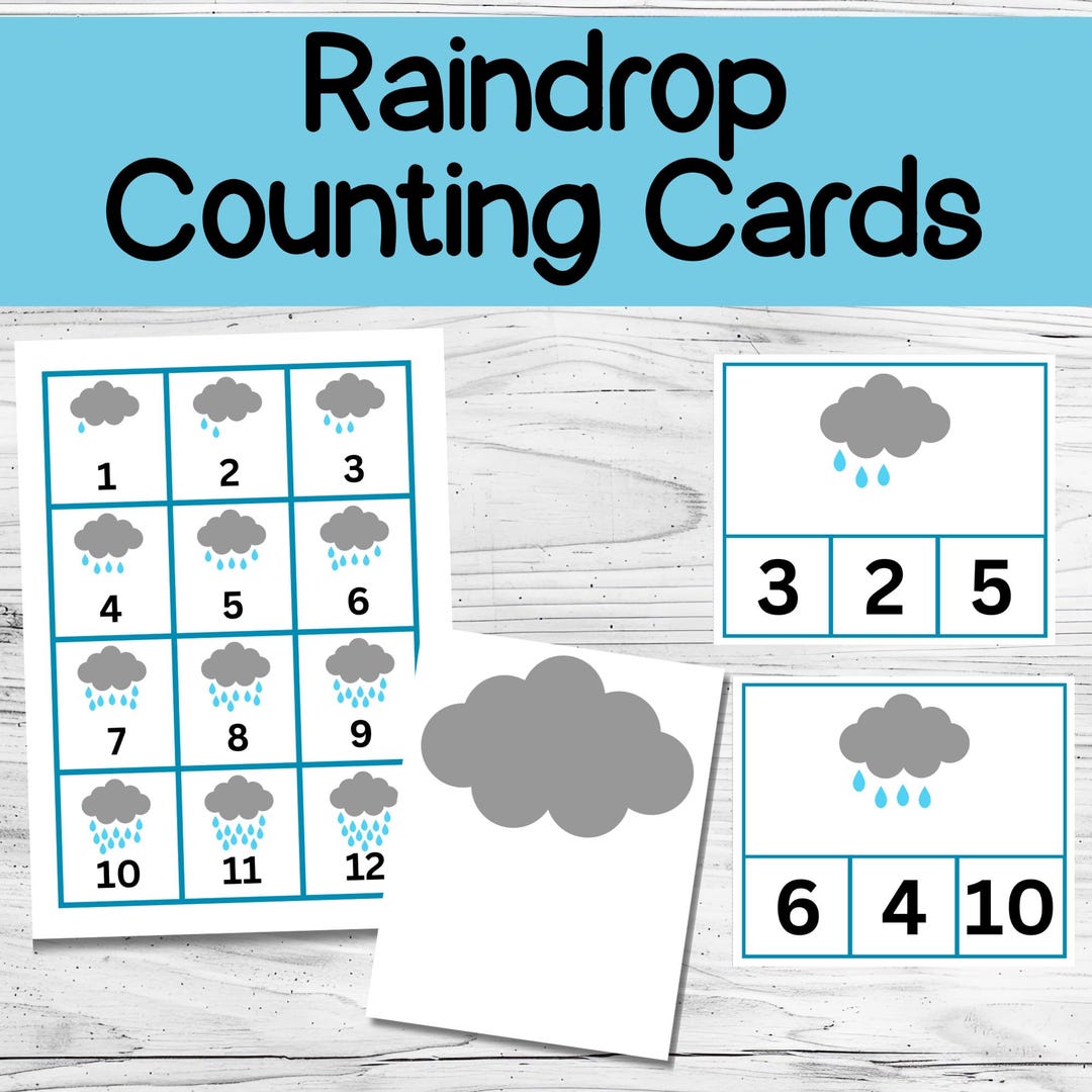 Raindrop Counting Cards, Raindrop Counting, Raindrop Clip Cards ...