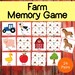 Farm Memory Game, Farm Matching Game, Memory Games for Kids, Farm ...