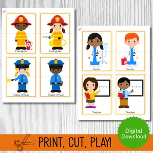 Community Helpers Matching Puzzle Game, Community Helpers Matching Game ...