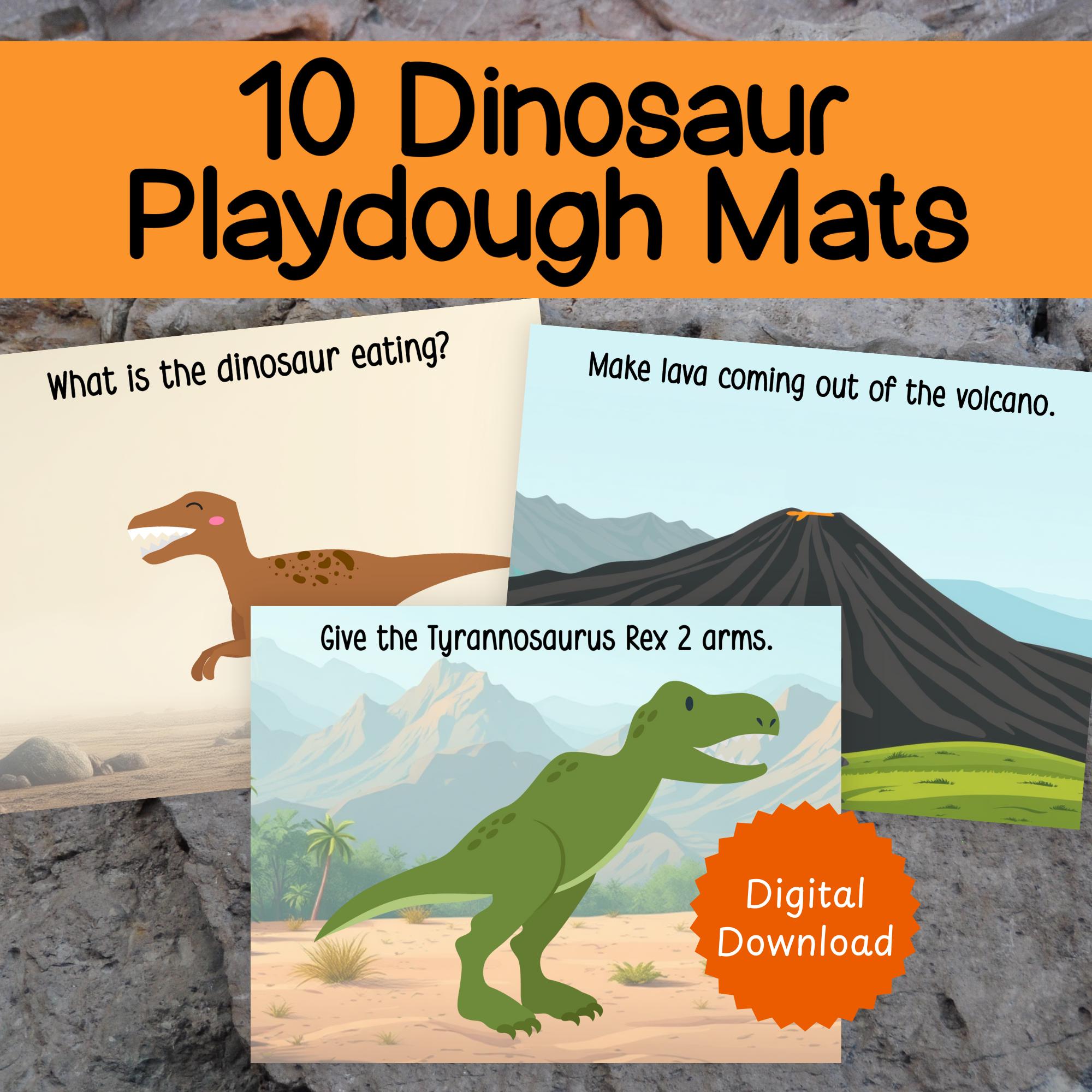 Dinosaur Playdough Mats, Dinosaur Activity Mats, Jurassic Playdough ...