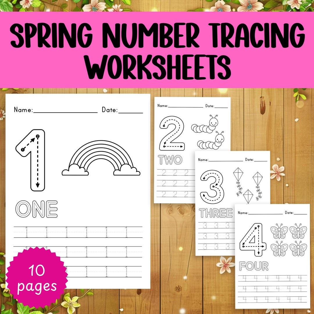 Spring Number Tracing Worksheets, Number Tracing Worksheets, Traceable ...